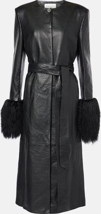 Magda Butrym Mantel aus Leder mit Shearling