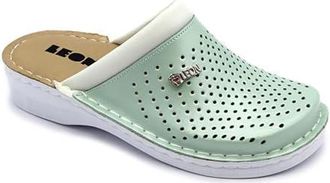 Leon V262 Sabots Mules Chaussons Chaussures en Cuir, Femme, Vert, EU 36