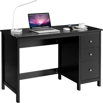 Costway Costway - Bureau dOrdinateur, Table de Bureau avec 3 Tiroirs de Rangement, Bureau d&Eacute;criture, Table d&Eacute;tude, Postes de Travail pour Chambre, Bureau