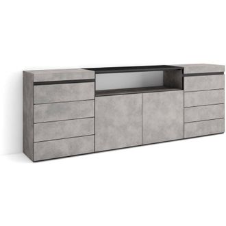 Skraut Home Commode, Buffet, Armoire, Meuble de Rangement, 214x75x35 cm, Chambre à coucher, pièce, Armoire à Tiroirs, Style moderne, Blanc et noir - Skraut Home