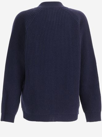Gucci Boys Wool Cardigan With Contrasting Stripes Navy Sweater