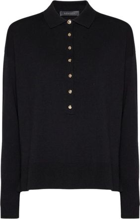 Elena Miro Femme, Tops, Noir, Taille: 40 FR Polo Confort en Viscose avec Boutons Monogramme en Métal