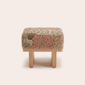 Madura Tabouret Anca Alisia naturel et rose orang&eacute; - ORANGE