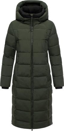 Marikoo Damen Langer Wintermantel warmer Steppmantel Lanitaa XVI Dark Olive Gr. 6XL