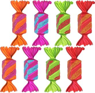 Com-Four 8X Christbaumanhänger Bonbon - Weihnachtskugel Geschenkbonbon - Christbaumschmuck in Bonbon-Form für die Weihnachtsbaum-Dekoration - bruchfester Baums