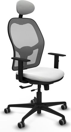 Piqueras y Crespo Schreibtischstuhl in Grau und Wei&szlig;, mit 1D-Armlehnen, h&ouml;henverstellbarer Lendenwirbelst&uuml;tze und festem Kopfteil, ausgestattet mit Syncro/Traslack und 