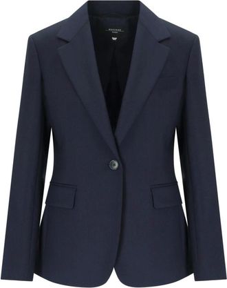 Max Mara Femme, Vestes, Bleu, Taille: 36 FR Lamine Single-Breasted Blazer