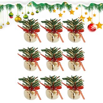 Generic Goldene Weihnachtsglocken | Weihnachtskranz Ornamente aus Metall mit Schmetterlingsschleifen - goldene Glocken für Weihnachten, für Haus, Wohnzimmer, 