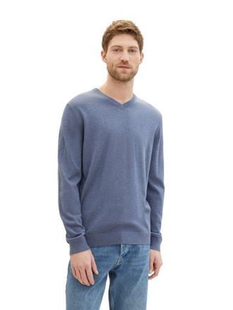Tom Tailor V-Ausschnitt-Pullover mit kleiner Logo-Stickerei