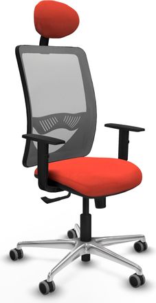 Piqueras y Crespo Stuhl mit Armlehnen Zulema, h&ouml;henverstellbarer Lendenwirbelst&uuml;tze und festem Kopfteil, ausgestattet mit 3 Positionen und Schneideschaum, Grau/Dunkelor