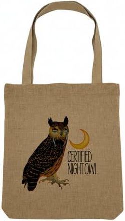 Fabulous Sac Shopping Tote Bag Aspect Lin - Certified Night Owl Collage Vintage Illustration Art Animal Travail de Nuit Oiseau - Sac de Courses Toile Epaisse 3
