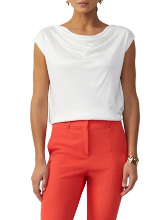 s.Oliver Viskoseshirt aus Interlock-Jersey mit Wasserfall-Ausschnitt