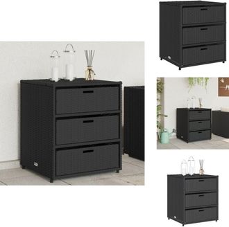 vidaXL Gartenschrank Schwarz 55x59x69 cm Poly Rattan - Outdoor-Schrank - Gartenschrank - Stauraum - Gartenorganisation - Polyrattan