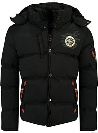 Geographical Norway VERVEINE BELL Men - Veste homme hiver - Doudoune/Blouson sportswear coupe-vent - Parka/Manteau avec capuche - Vetement manches Longues (XL, Black)