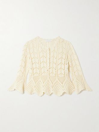 Zimmermann Awaken Oberteil Aus Geh&auml;kelter Baumwolle Mit Wellenkanten - Creme