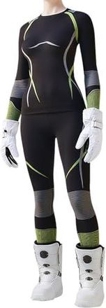 Generic 2026 Combinaison Thermique de Ski Femme sous-V&ecirc;tement Chaud Sportif Veste et Collant pour Conditions Hivernales