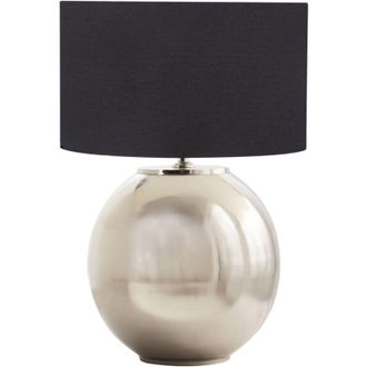 Beliani Beliani - Tischlampe Silber und Schwarz Baumwolle Stoffschirm Eisen Sockel Modernes Design Tischleuchte Wohnaccessoires Wohnzimmer