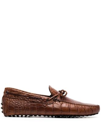 Tod's mocassins &agrave; effet peau de crocodile - Marron