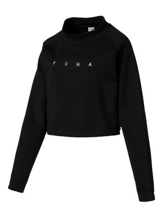 Puma pull crop &agrave; d&eacute;tail de chat - Noir