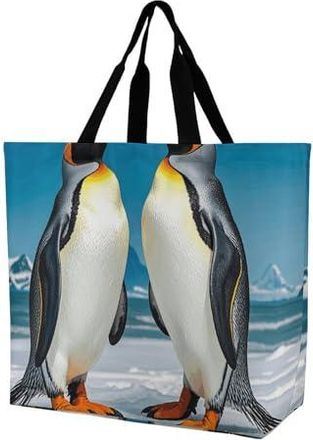 Generic Pingouins Heureux Sac Fourre-Tout Imperm&eacute;able Tote Bag D&eacute;contract&eacute; Sac Courses Pour Quotidienne Shopping Voyage