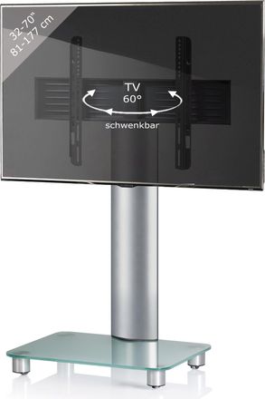 VCM TV Standfuß 32-70 Zoll | VESA max. 600x400 | Fernseh Ständer aus Alu und Glas | TV Ständer Maße ca. H. 100 x B. 60 x T. x 44 cm | Fernsehstand Tosal