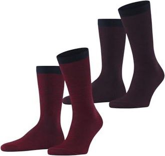 Esprit Allover Stripe Multipack M So coton fantaisie lot de 2 paires, Chaussettes Homme, Multicolore Purple Red 0040, 43-46