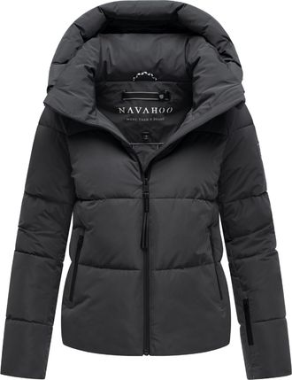 Navahoo Damen Winterjacke warme Steppjacke mit abnehmbarer Kapuze Frostherz XIV Anthracite Gr. XXL