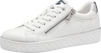 Marco Tozzi Damen Sneaker flach mit Rei&szlig;verschluss Vegan, Wei&szlig; (White/Silver), 40 EU