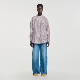 Sandro Chemise oversize &agrave; rayures strass&eacute;e