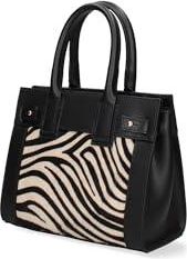 Gave Lux Sac &agrave; main pour femme en cuir v&eacute;ritable fabriqu&eacute; en Italie 8,5 x 11,5 x 4 cm GLX228111023FBG, Noir et z&egrave;bre, Taille unique