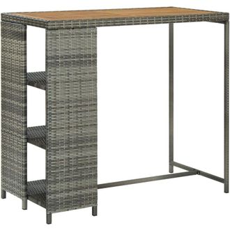 vidaXL Rattan Tisch - Bartisch mit Regal Grau 120x60x110 cm Poly Rattan