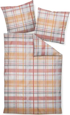Janine Mako Satin Bettwäsche 2 teilig Bettbezug 135 x 200 cm Kopfkissenbezug 80 x 80 cm Moments 98039-04 Koralle pfirsich