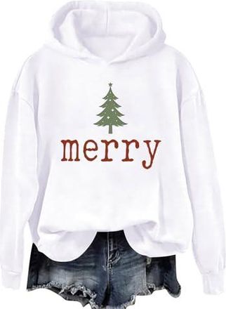 Generic Sweat à capuche de Noël 2025 pour femme - Joli et drôle - Motif dinde - Pull décontracté à manches longues - Haut dautomne fantaisie pour fête dentraî