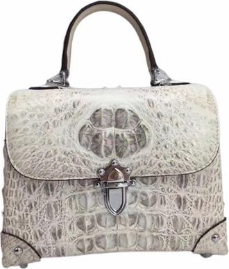 Generic Sac cabas pour femme, cr&eacute;ateur de mode, en cuir de crocodile v&eacute;ritable, petit sac &agrave; main prune pour femme, en cuir dalligator v&eacute;ritable, orn&eacute; de clous