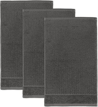 FROTTANA Pearl Gästetuch 30 x 50 cm aus 100% Baumwolle, Graphite 3er Set