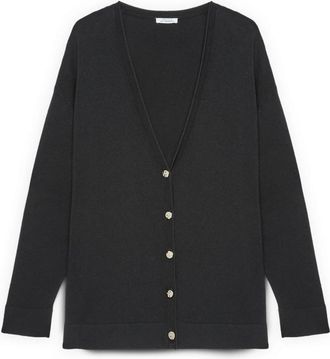 Fiorella Rubino Femme, Pulls, Noir, Taille: 46 FR Cardigan &agrave; col en V