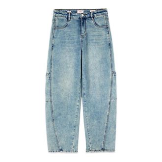 Oltre Barrel-Jeans mit Cargo-Details - - Jeans - Damen - Blau - XL