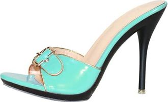 Miyoopark Mules sexy pour femme avec talon aiguille Mule d&eacute;t&eacute;, T13 Bleu Vert, 43 EU