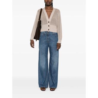Brunello Cucinelli Sequin-Embellished Openwork Cardigan - Beige