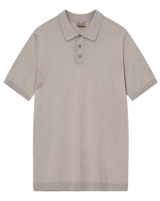Mos Mosh Strick-Poloshirt aus Wolle und Seide mit Perlmuttkn&ouml;pfen, Regular Fit in