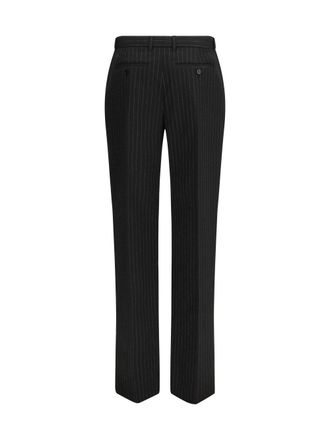 Alexander McQueen Womens Pinstriped Tailored Pants Black-Gold Wool Ovis Aries Black/gold Trousers