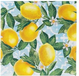 Talking Tables 20 x Lemon Paper Napkins 20 Pack | Themed Vibrant Disposable Tableware for Memorable Gatherings, Summer Parties, Bridal Showers, Brunches, Bright