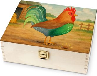 Mr. & Mrs. Panda Tee Beutel Halter Hahn Korn Design - Geschenk, Teedose, Teebox, Eier, Natur, Teebeh&auml;lter, Aufbewahrung, Bauernhof, Organizer, Teekasten, Henne