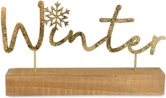 Riffelmacher & Weinberger Riffelmacher Dekoaufsteller Winter 29 x 17 cm 18814 - Gold - Wundersch&ouml;ne Dekoration rustikal Landhausstil Eisstern Holz