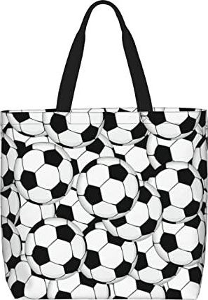 Generic Sac Fourre-Tout Ballon De Football Blanc Et Noir Femmes Sac &Agrave; Bandouli&egrave;re Lavables Pliable Sacs &Agrave; Main, Pour Shopping, Tous Les Jours, Femmes, Burea
