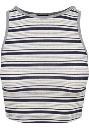 Urban Classics Damen Top Rib Stripe Cropped, Mehrfarbig (Navy/White/Grey 01312), L