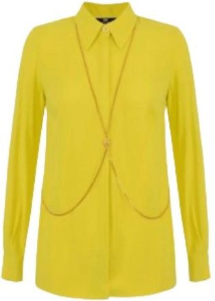 Elisabetta Franchi Femme, Blouses et Chemises, Jaune, Taille: 38 FR Chemise avec Cha&icirc;ne de Corps