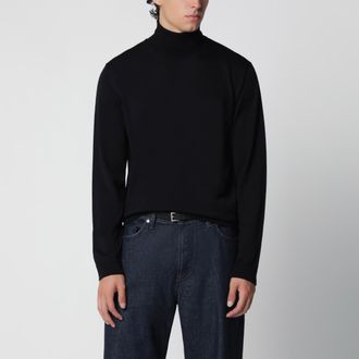 Roberto Collina Schwarzer Rollkragenpullover aus Wolle