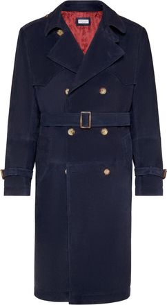 Brunello Cucinelli Trenchcoat aus Wildleder - Blau