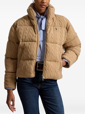 Polo Ralph Lauren Quilted Cable-Knit Wool Down Jacket - Beige